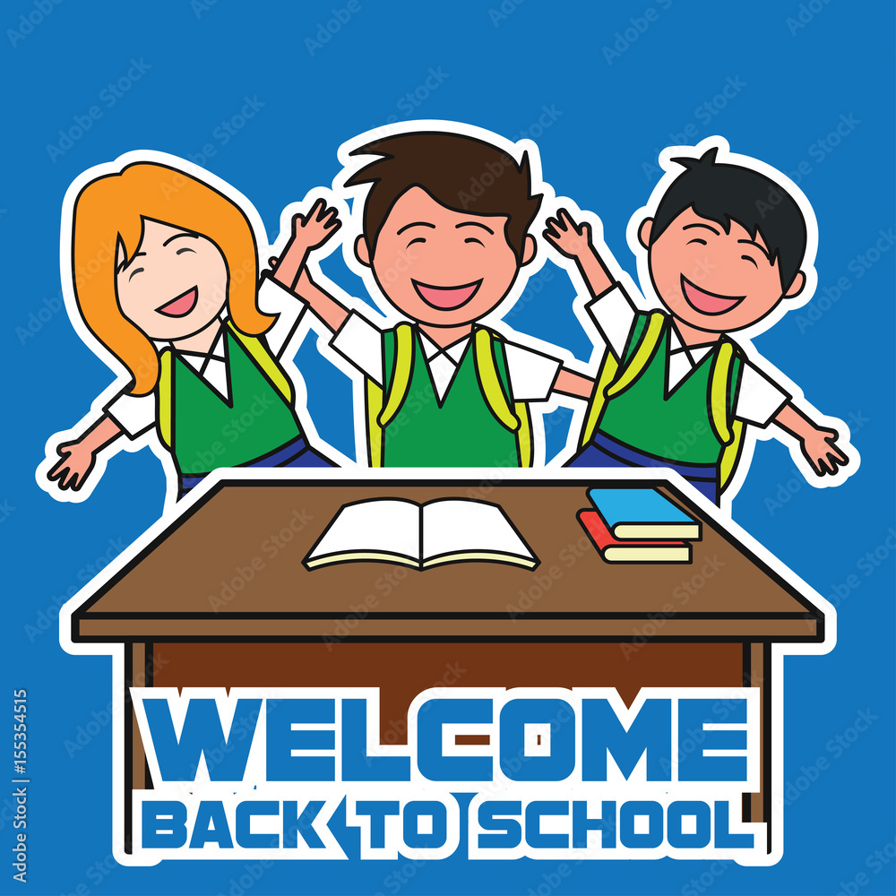 welcome back to school cartoon concept. vector illustration Stock ...