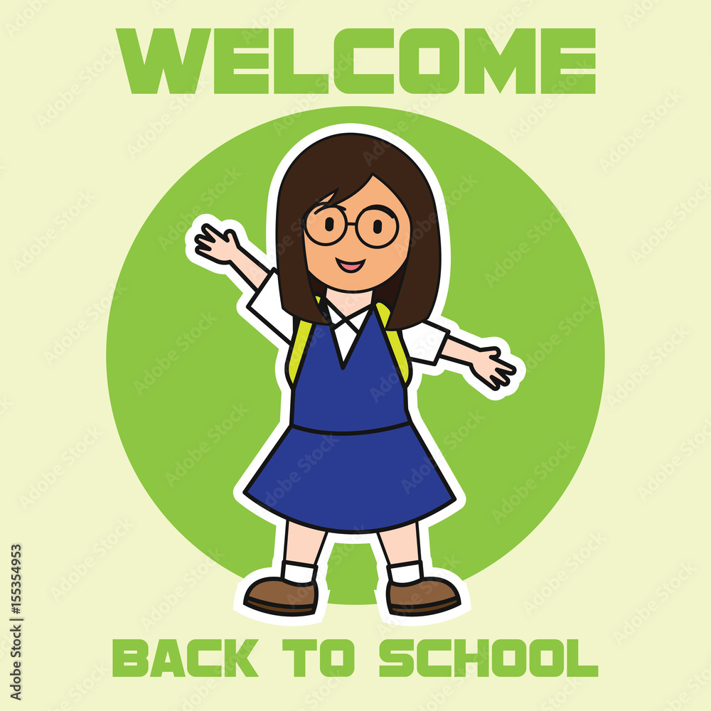 welcome back to school cartoon concept. vector illustration Stock ...
