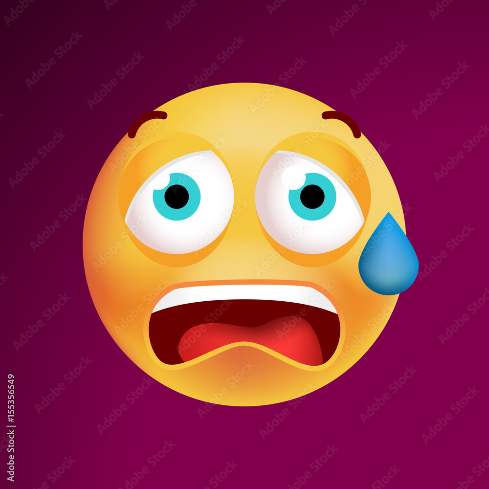 Cute Scared Emoticon on Black Background. Isolated Vector Illustration ...