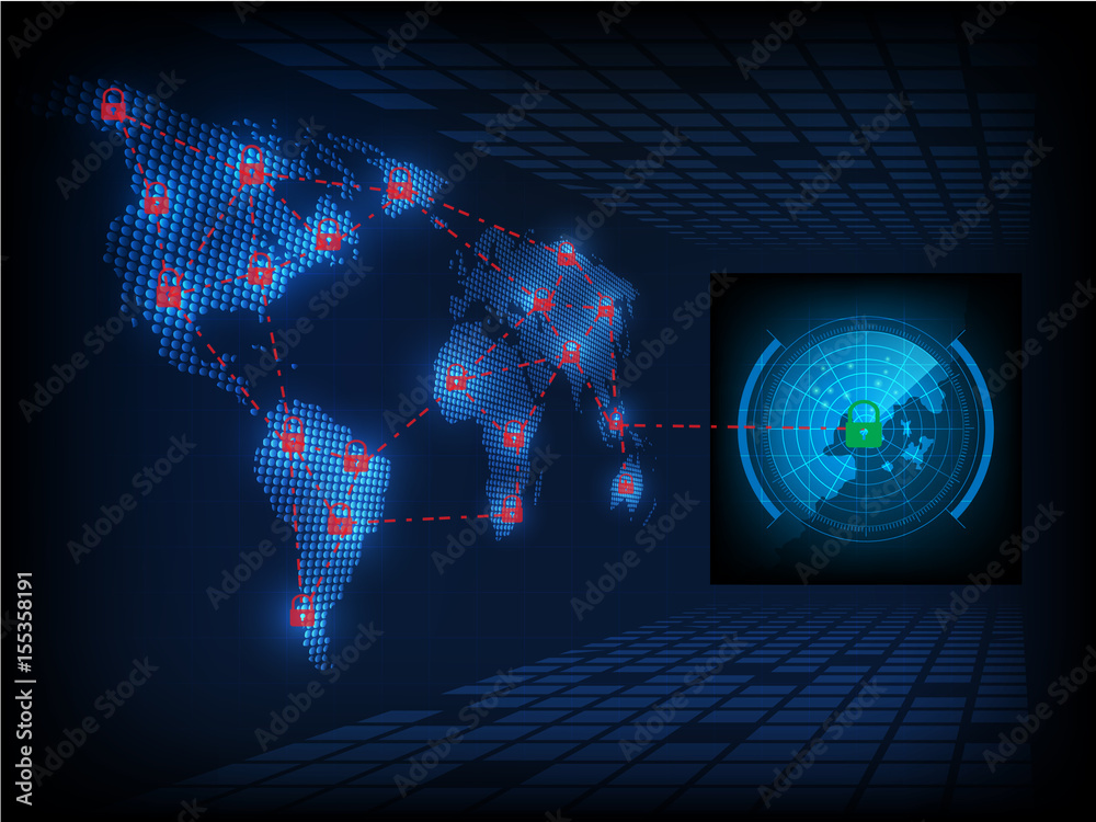 Ransomware alert, technology ,cyber secueity,cybercrime,world map ...