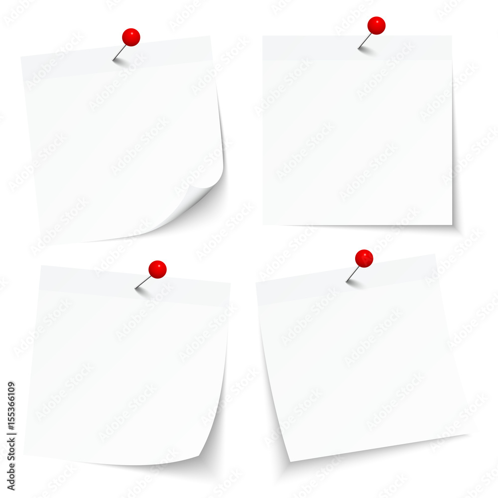 4 White Stick Notes Red Needles Stock-Vektorgrafik | Adobe Stock