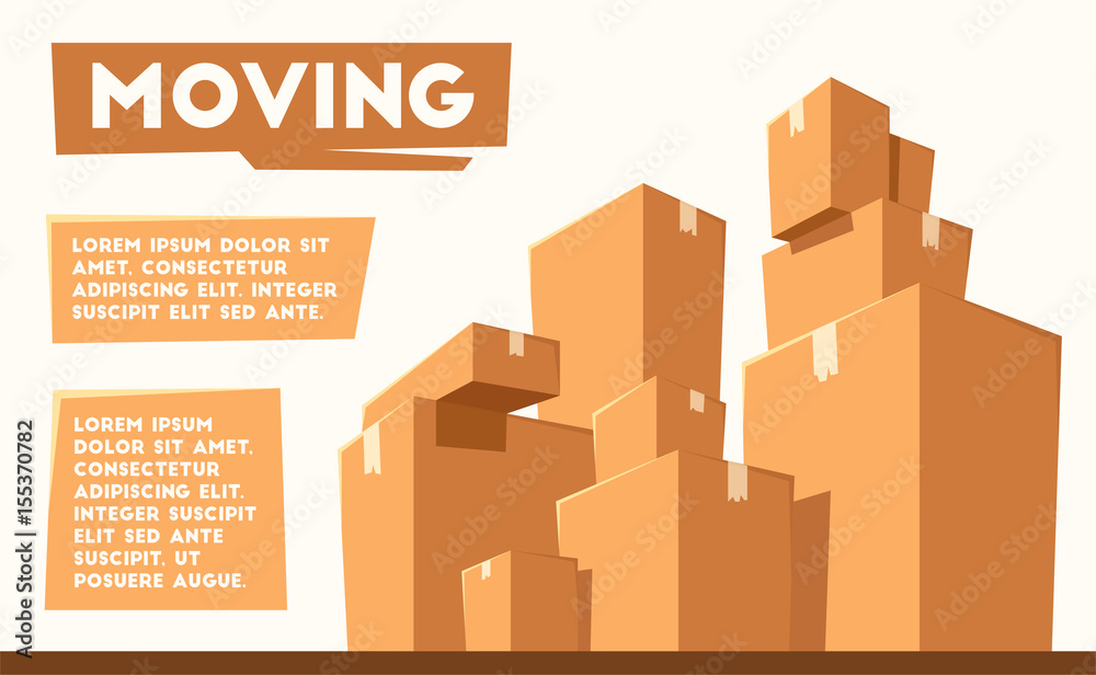 Moving with boxes. Transport company. Cartoon vector illustration Stock ...