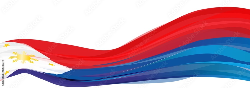 Flag of the Philippines, red blue with a white triangle and the Golden ...