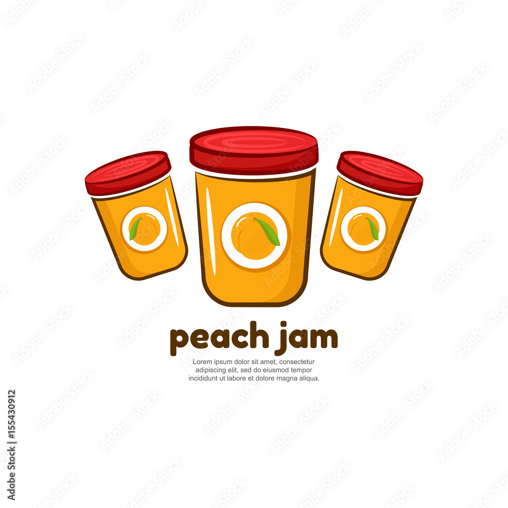 Template logo for peach jam. Bank of delicious jam Stock Vector | Adobe ...