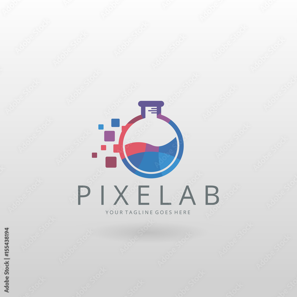 Pixel lab. Multicolored lab logo template. vector de Stock | Adobe Stock