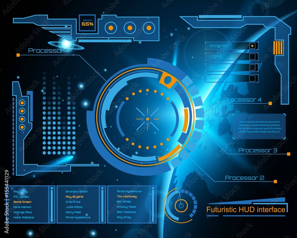 Abstract future, concept vector futuristic blue virtual graphic touch user interface HUD. For ...