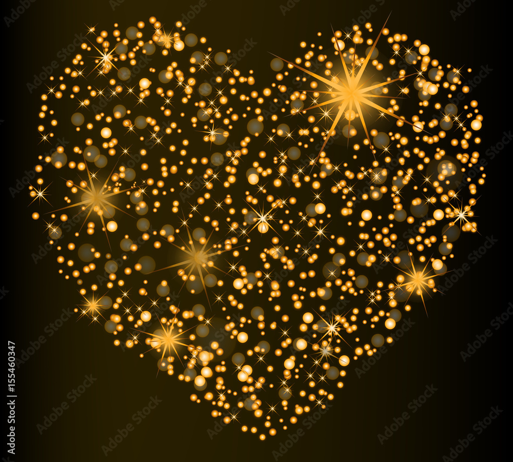 Vector heart with golden stars Stock Vector | Adobe Stock