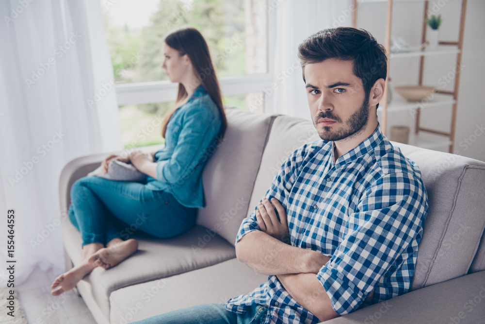 I am not talking to you! Mistrust and cheat problems. Annoyed couple is ...