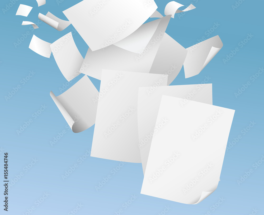 Office Papers Flying