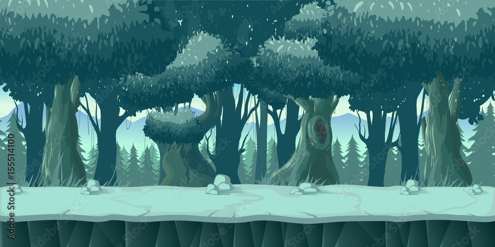 Forest and Stones 2d game Landscape for games mobile applications and ...