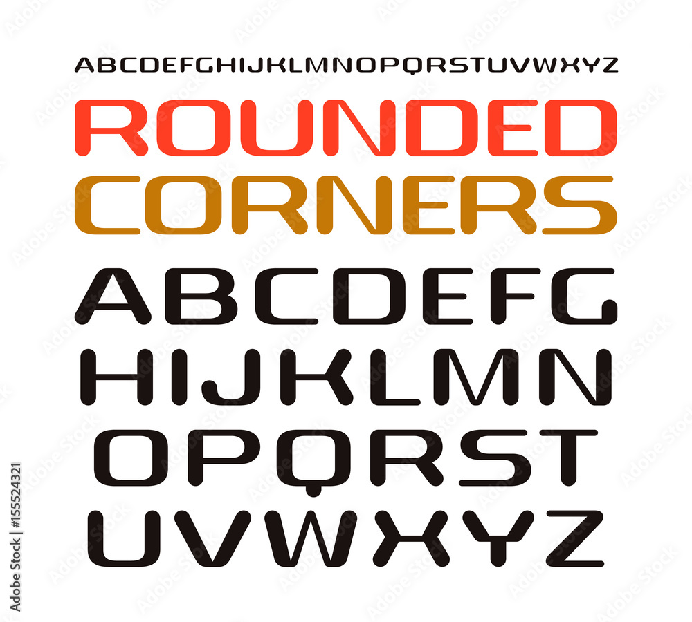 Sanserif font with rounded corners Stock Vector | Adobe Stock