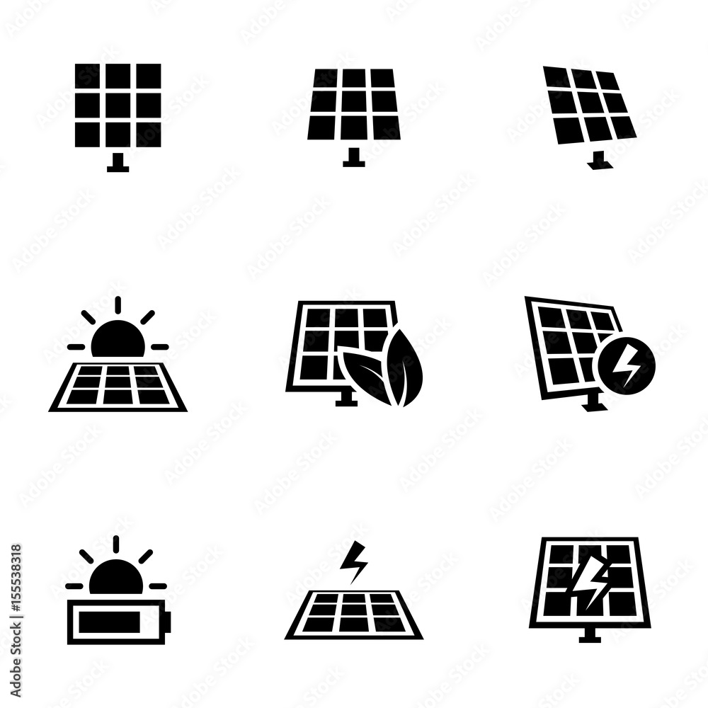 Icons for theme solar panels, vector, icon, set. White background Stock ...