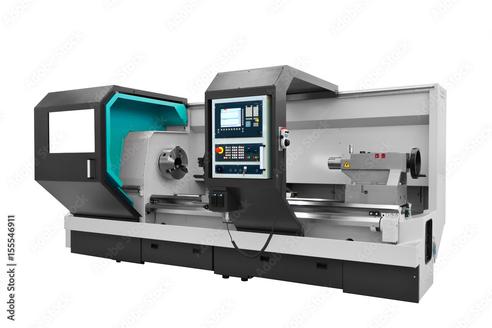 Manufacturing professional lathe machine. Industrial concept ...