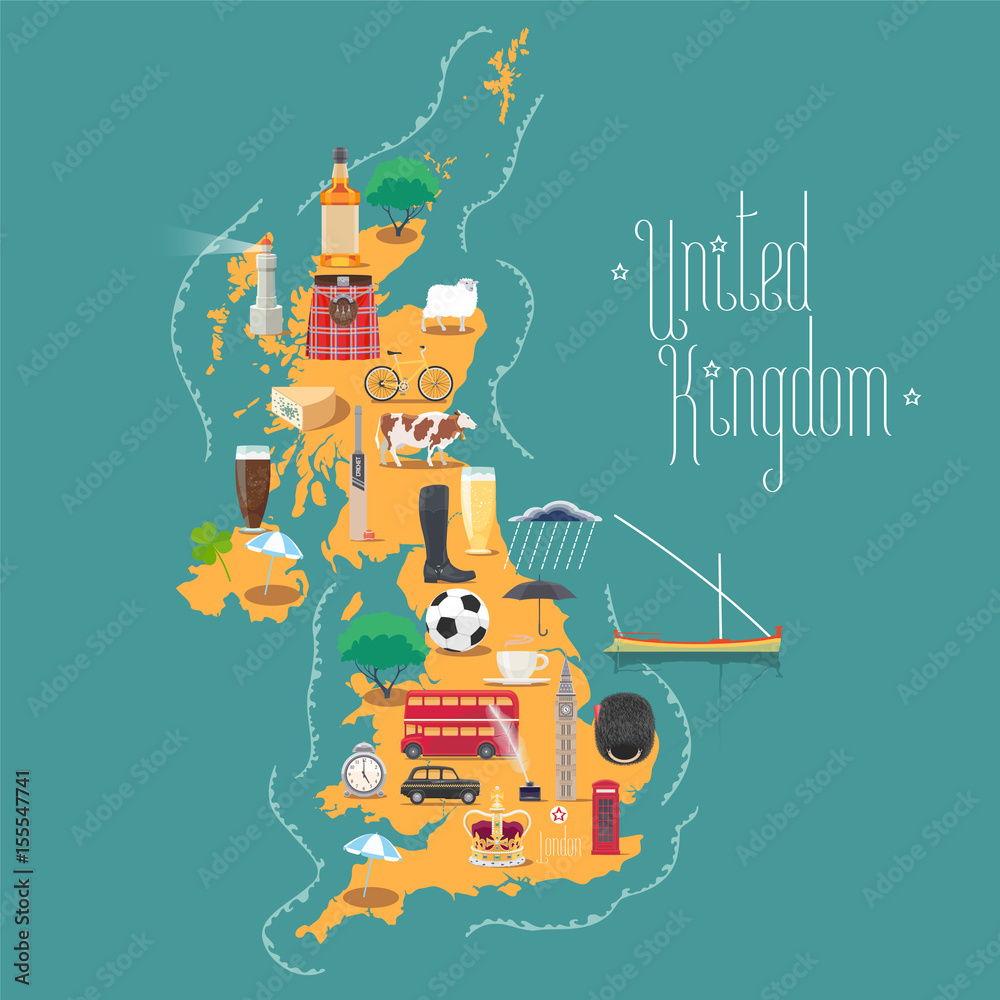 Map of United Kingdom, Great Britain with Scotland and Ireland vector ...