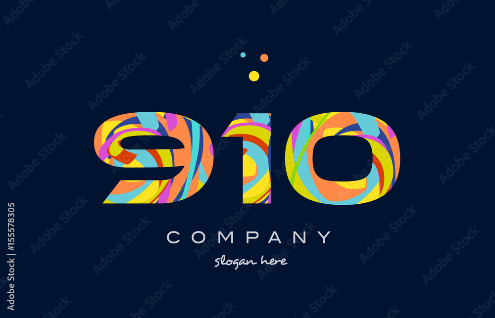 910 colorful digit number numeral logo icon Stock Vector | Adobe Stock