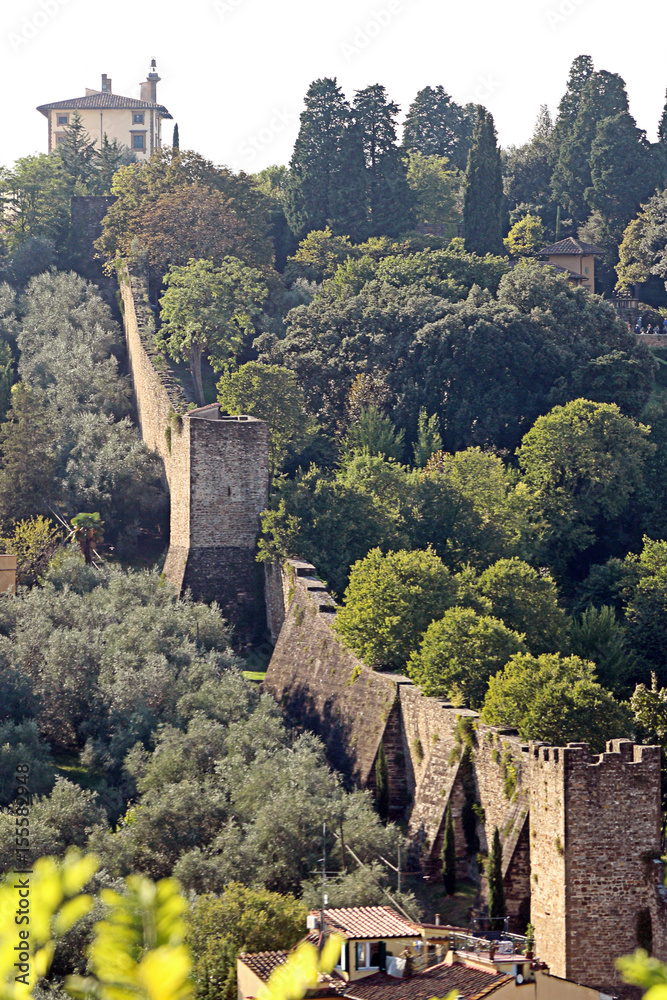 Section of old wall around Florence, Italy, between Forte Belvedere and ...