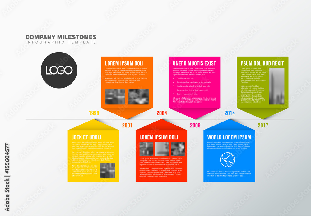 Colorful Horizontal Timeline Layout Stock Template | Adobe Stock