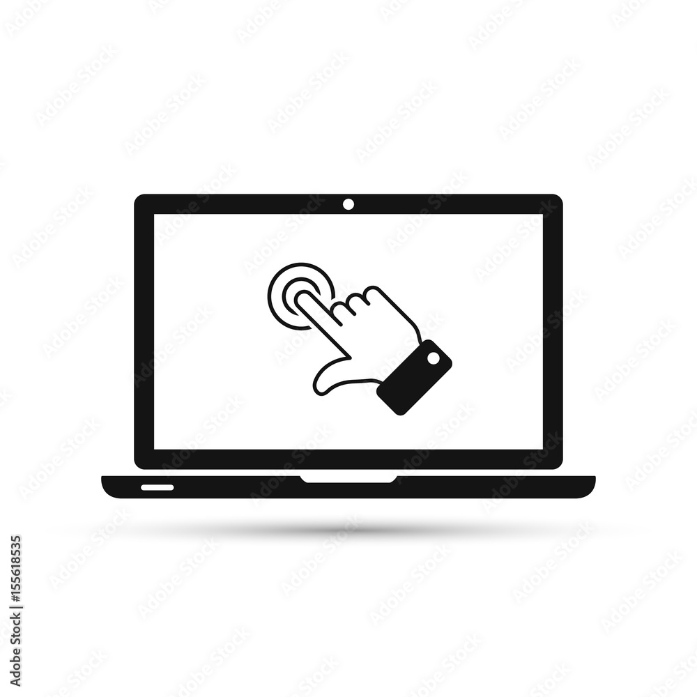Laptop screen touch icon, vector isolated illustration. Stock Vector ...