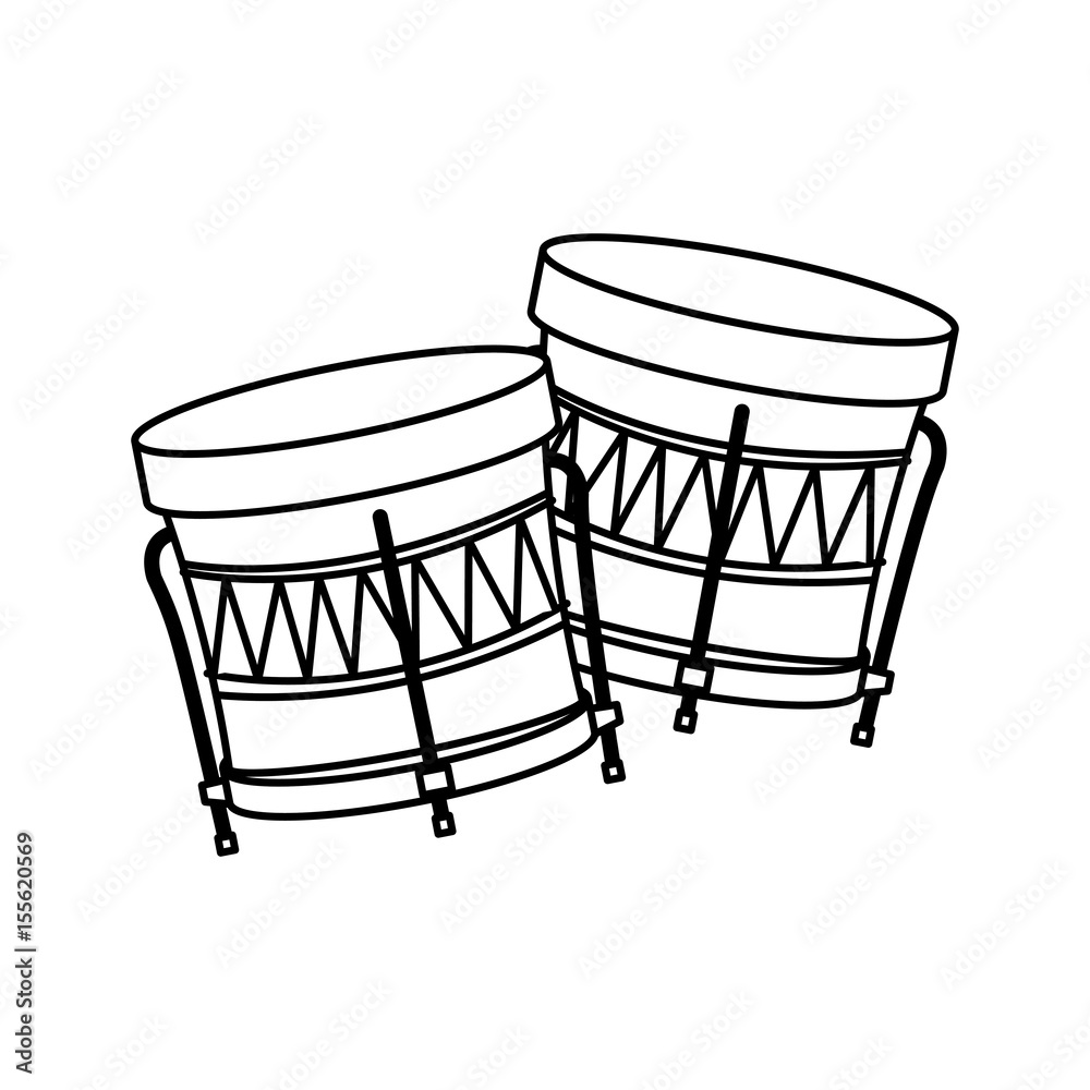 brazilian samba batucada drum instrument music vector illustration ...