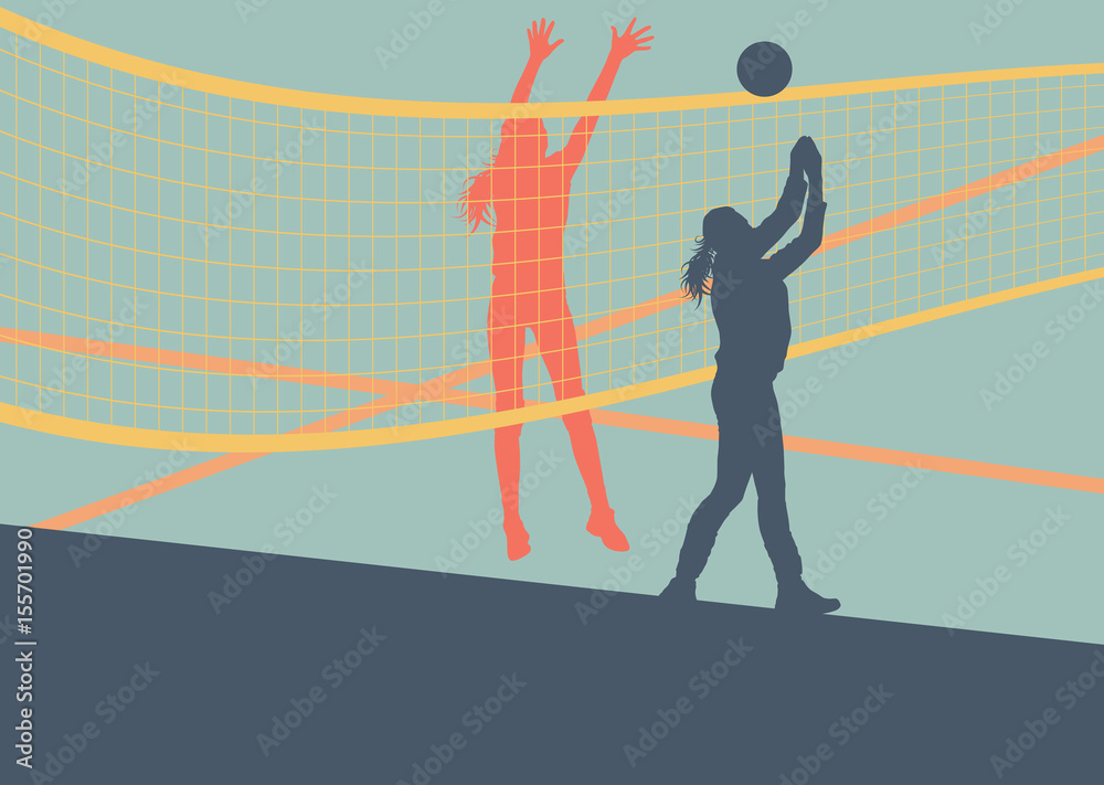 Volleyball woman player abstract vector background Stock Vector | Adobe ...