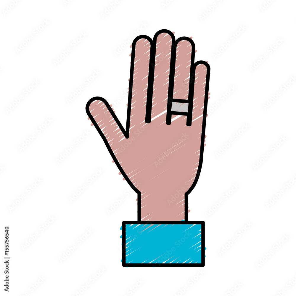 human hand with a ring icon over white background. colorful design ...