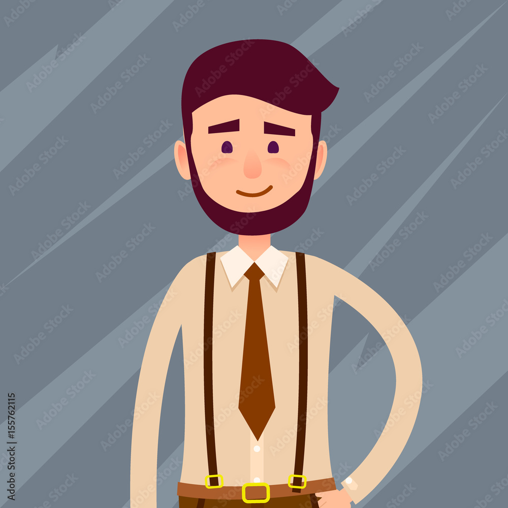 Bearded Cartoon Character Cropped Illustration Stock Vector | Adobe Stock