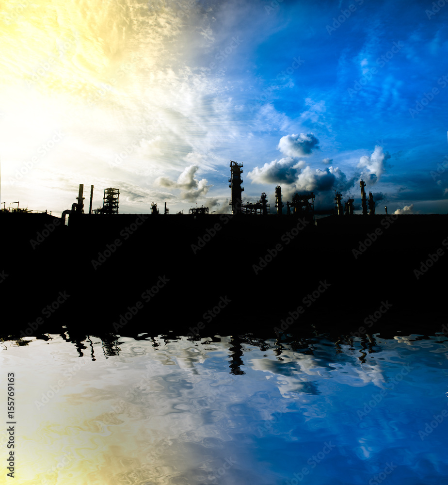 refinery shadow and shadow drop water in blue sky Stock Photo | Adobe Stock