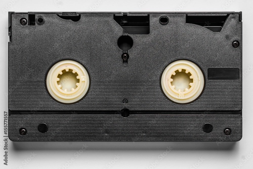 Old VHS tape back side isolated on white. foto de Stock | Adobe Stock