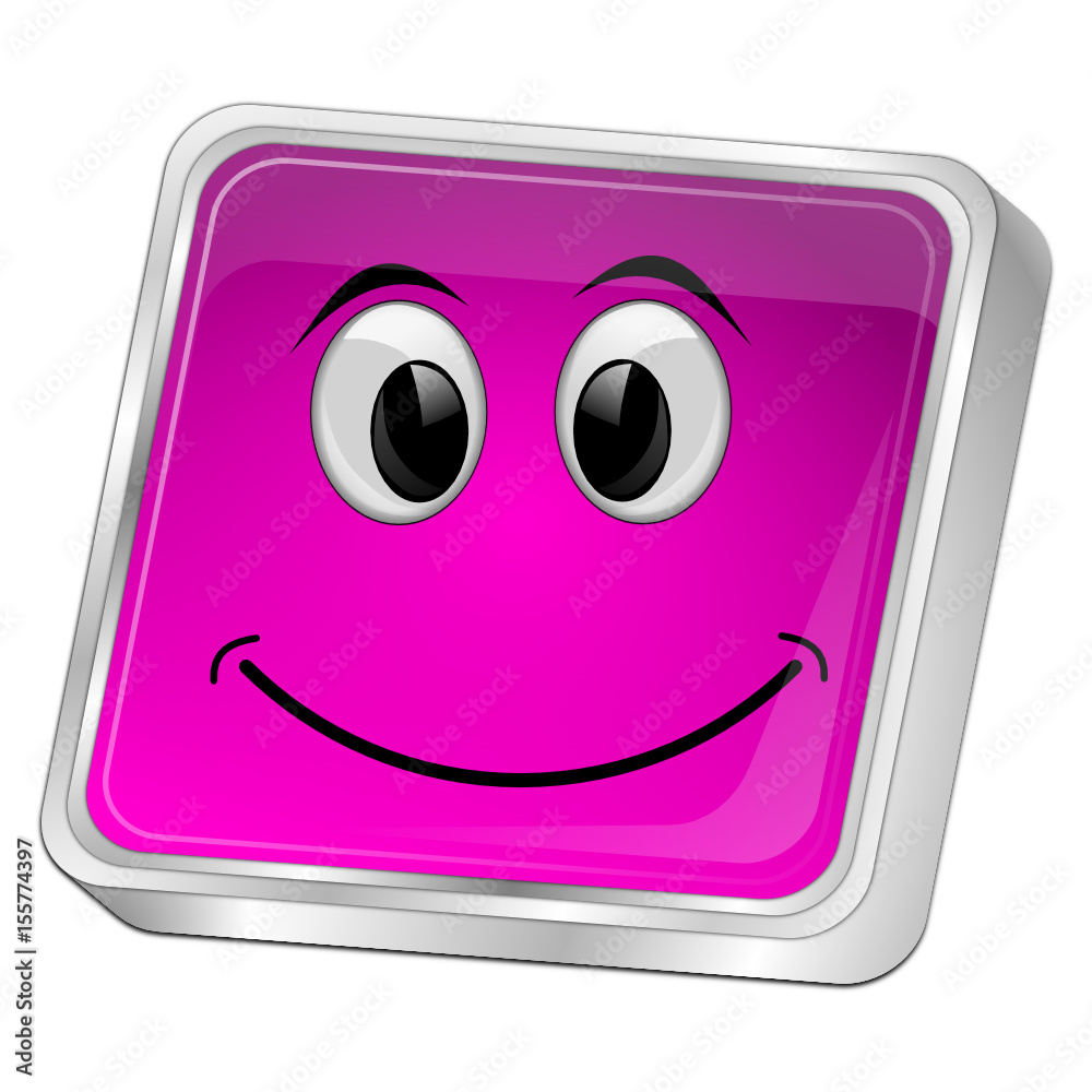 Button with smiling face - 3D illustration Stock Vector | Adobe Stock