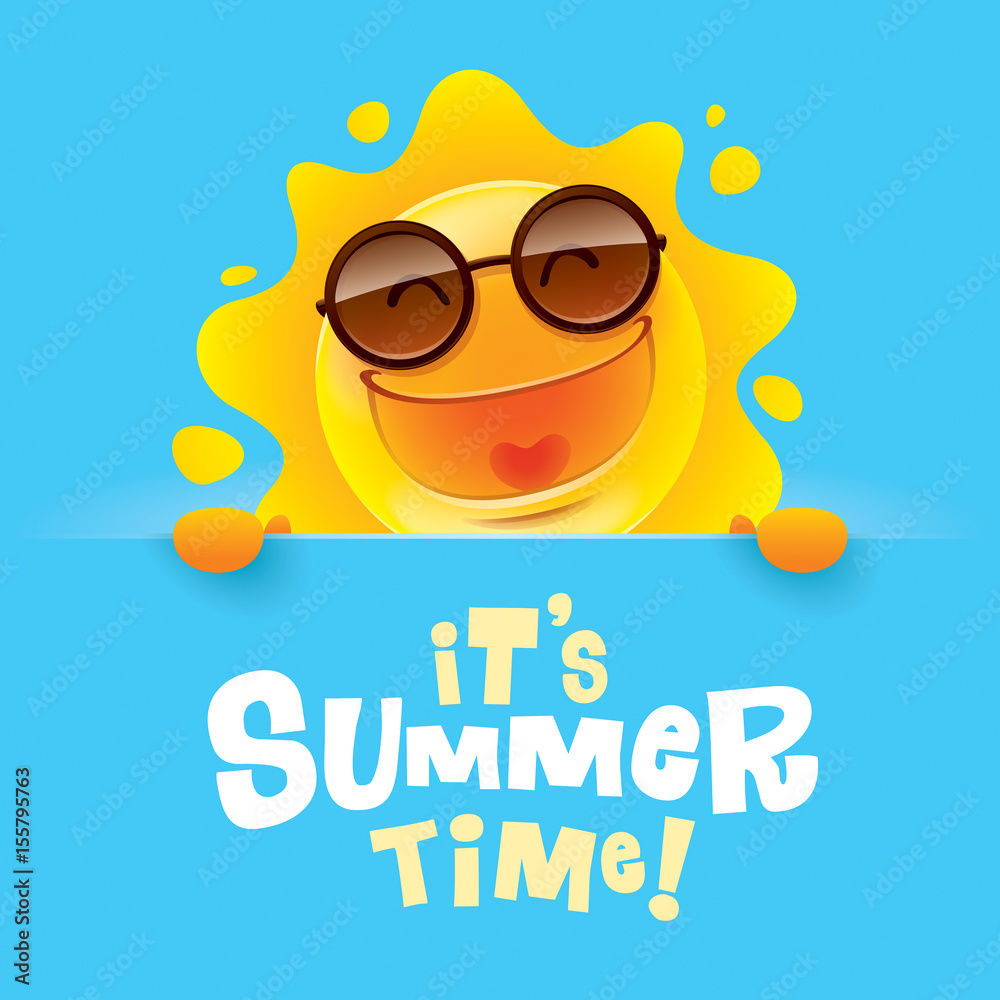 It’s Summer time! Summer sun with big sign. Stock Vector | Adobe Stock