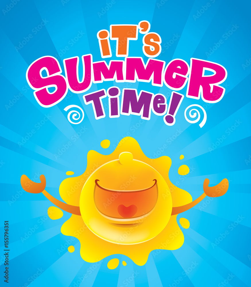 It’s Summer time! Summer poster with retro stripes background. Summer ...