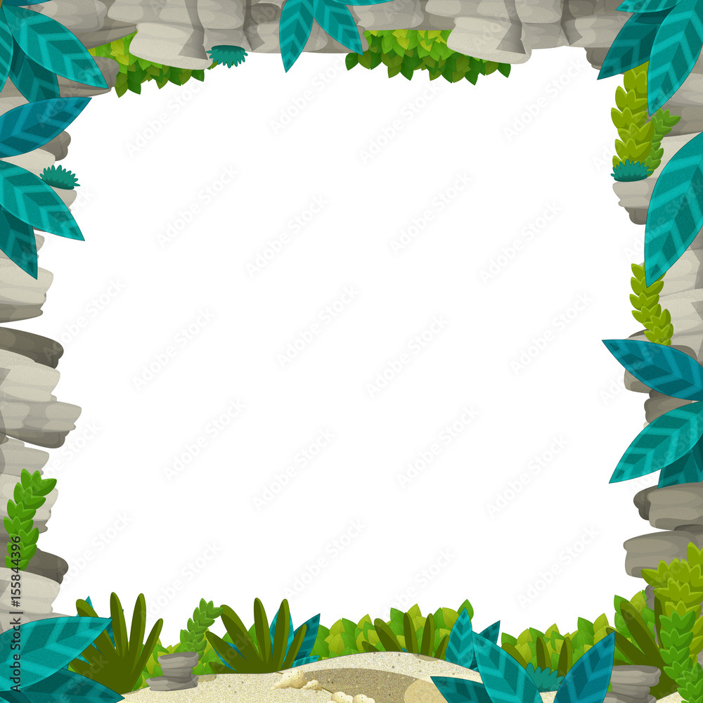 cartoon nature frame for different usage - illustration for children ...