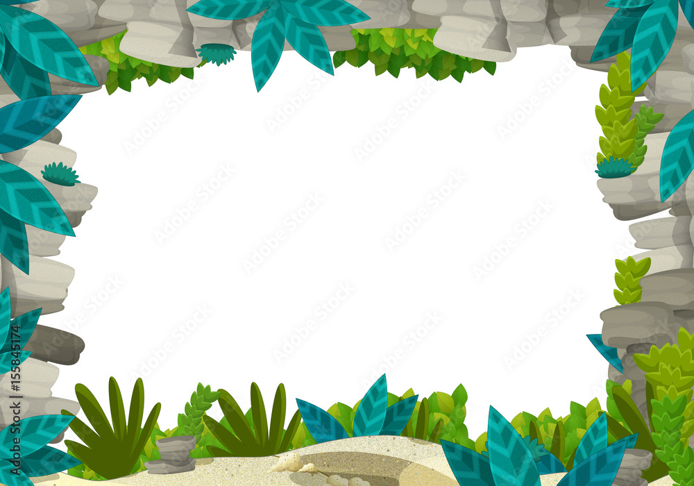 cartoon nature frame for different usage - illustration for children ...