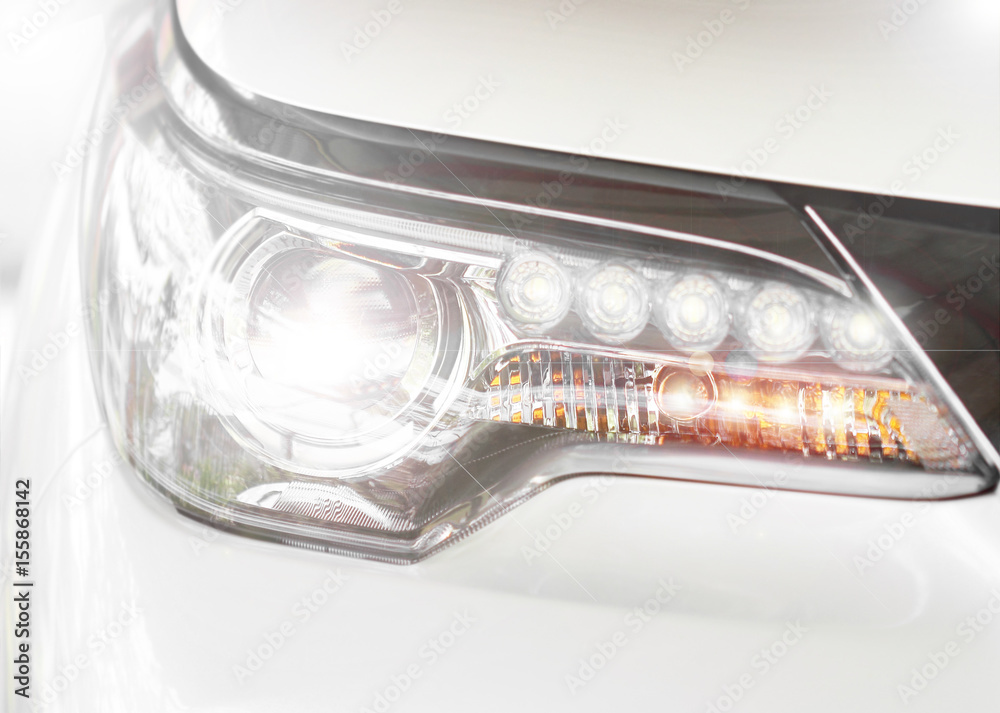 Selective focus point on Headlight lamp car Stock Photo | Adobe Stock