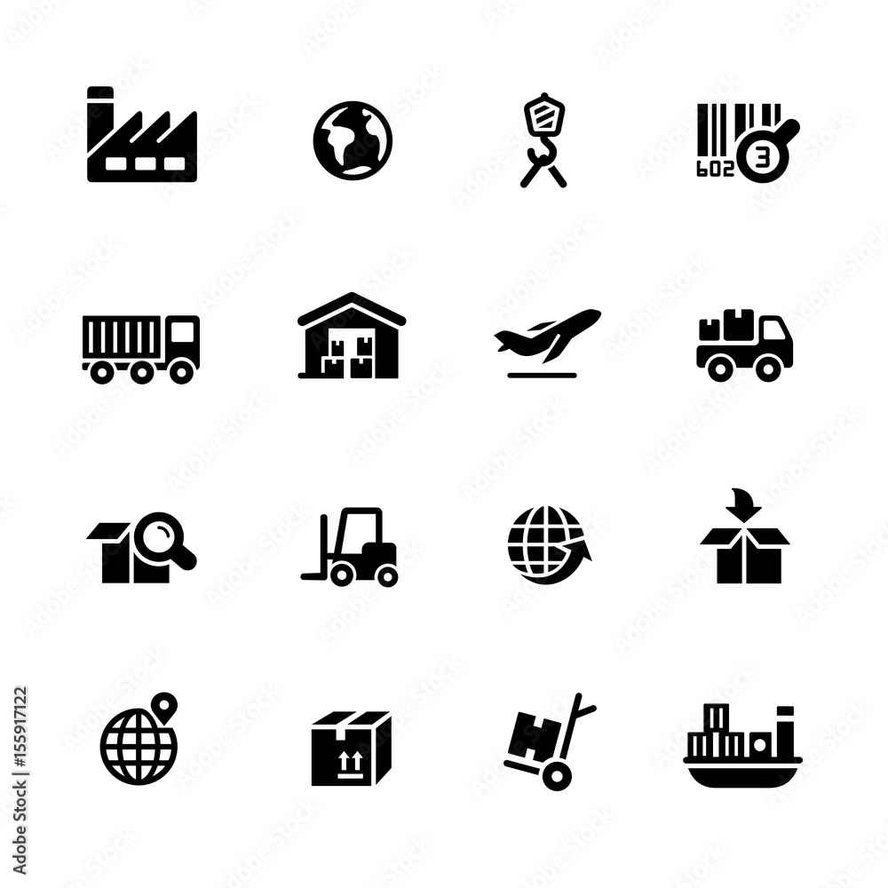 Industry and Logistics icons // Black Series - Vector icons for your ...