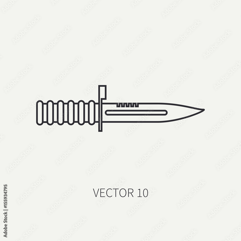 Vecteur Stock Line flat vector military icon - bayonet knife. Army equipment and weapons ...