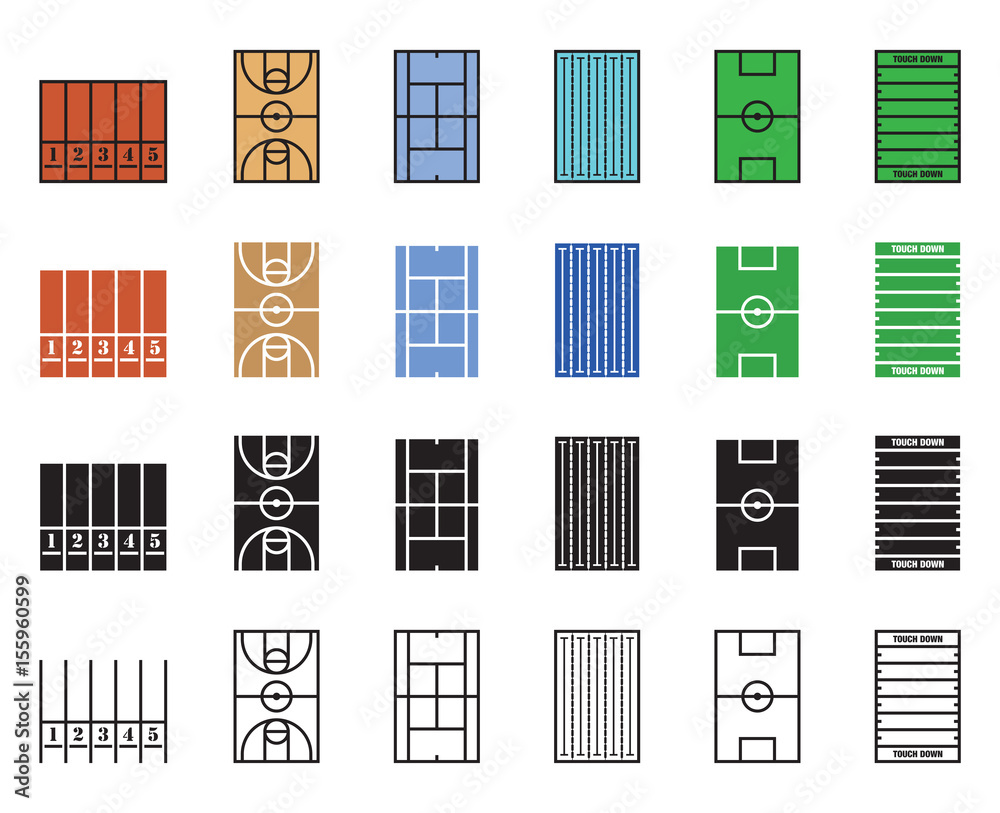 Sport Fields & Courts vector icons Stock Vector | Adobe Stock
