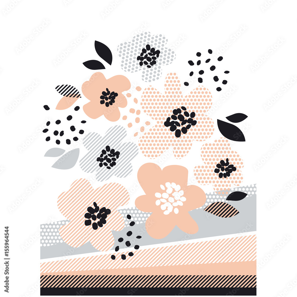 romantic pale color floral design element vector illustration. flower ...