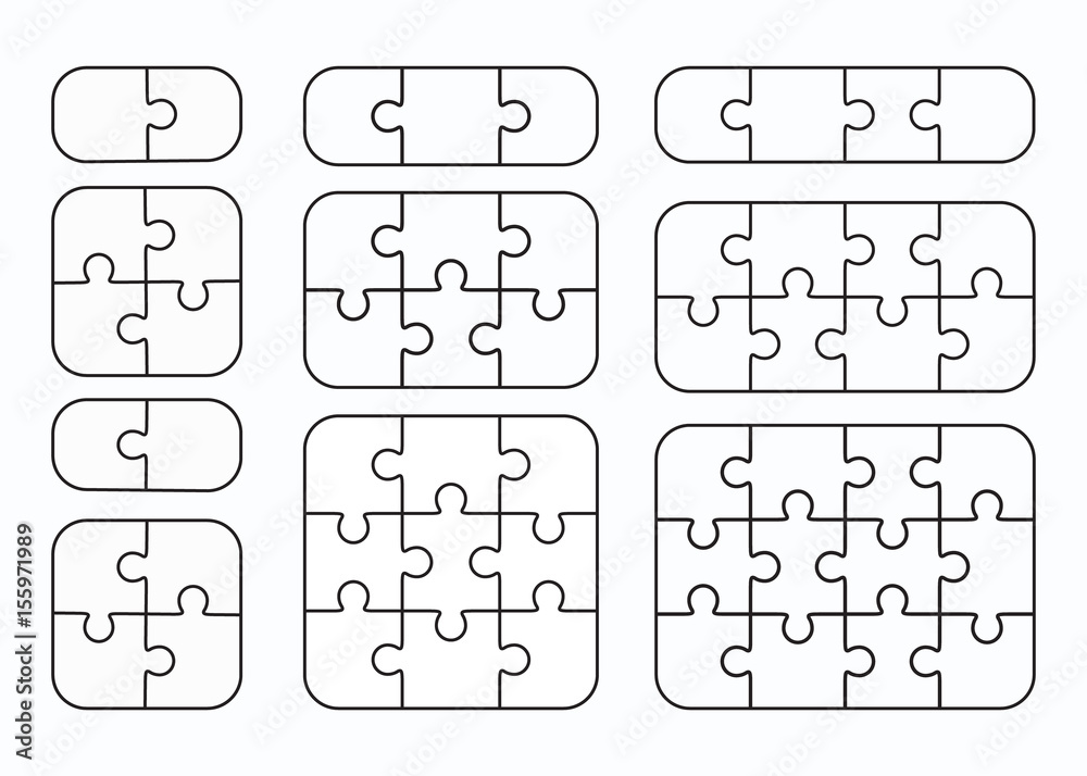 Jigsaw puzzle vector flat blank templates set Stock Vector | Adobe Stock