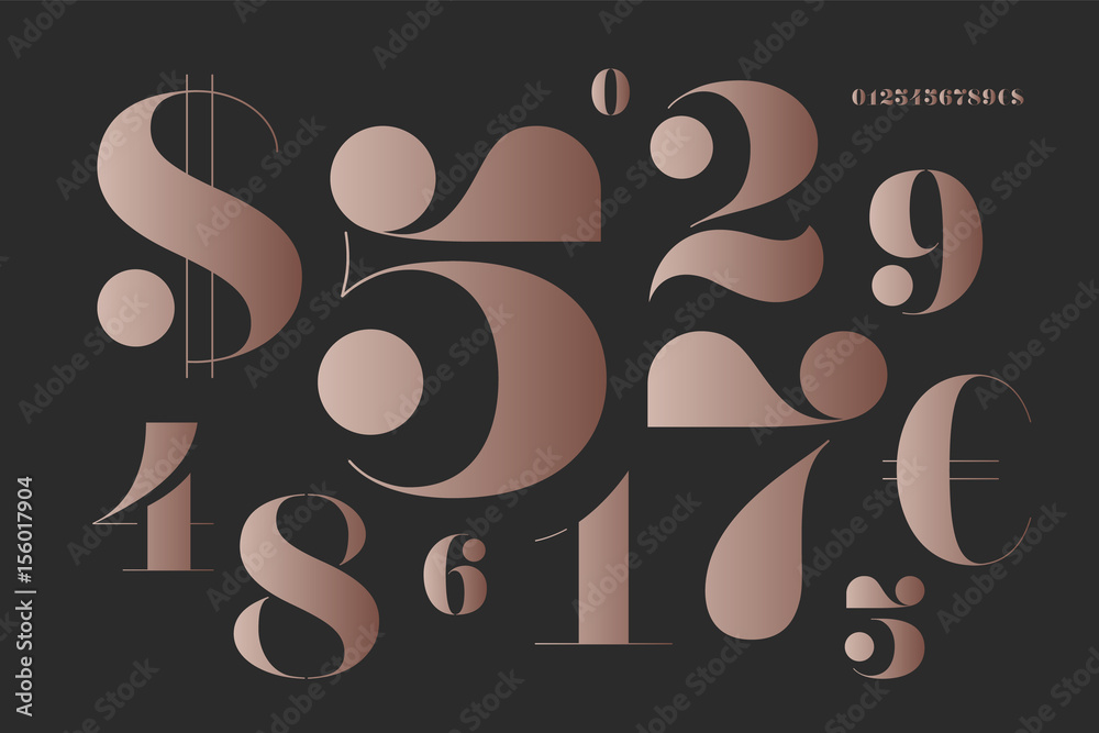 Font of numbers in classical french didot style with contemporary ...