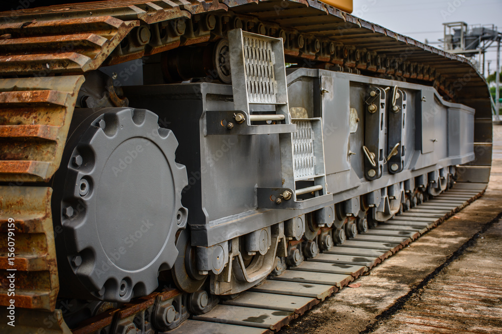 big chain wheel of crawler crane Stock Photo | Adobe Stock