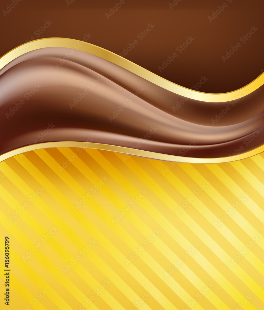 chocolate creamy abstract background with golden design elements ...