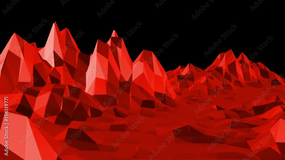 Abstract red low poly surface as landscape or molecular structure in ...