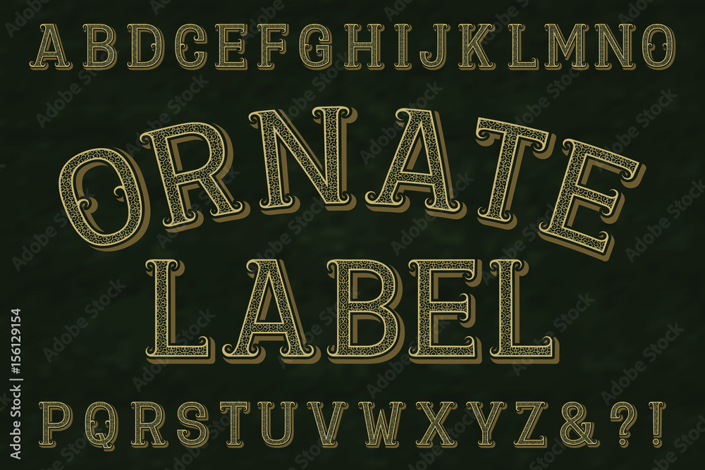 Ornate label font. Isolated english alphabet. Stock Vector | Adobe Stock