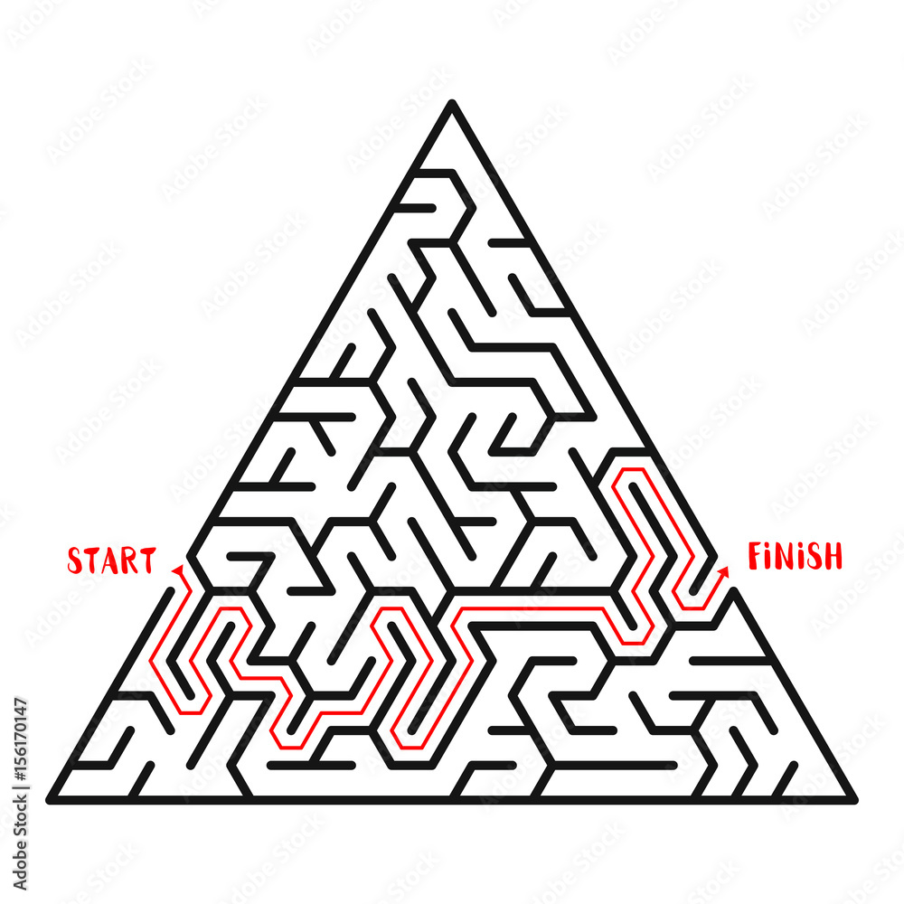 Triangular Maze Game background. Labyrinth with entry and exit. Vector Illustration. Stock ...
