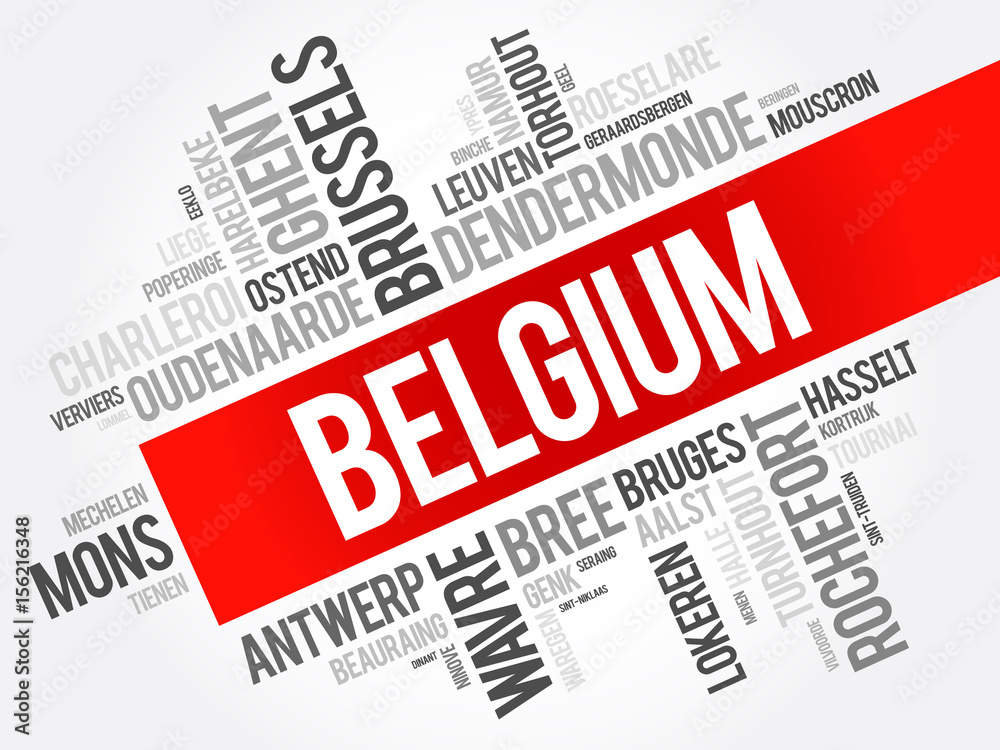 List of cities and towns in Belgium, word cloud collage, business and ...