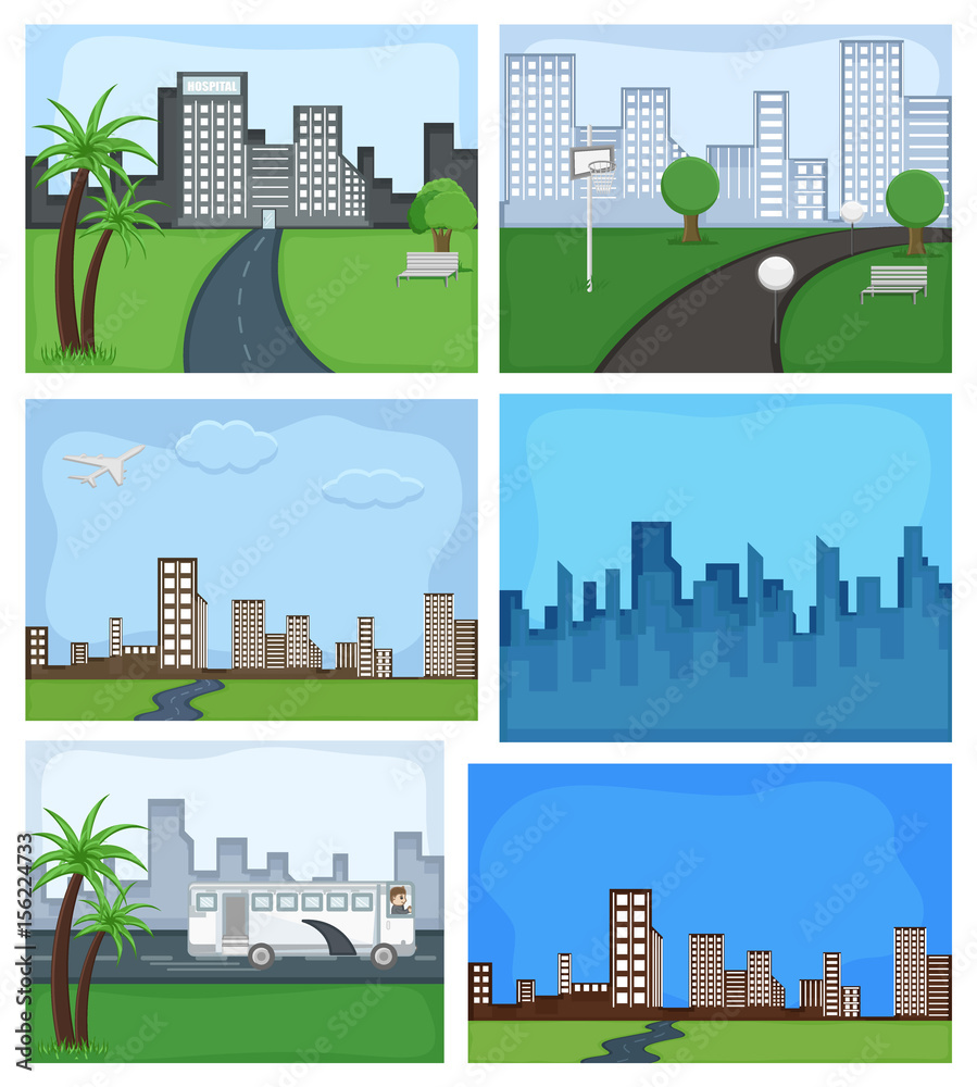 Cartoon Metro City Vector Backgrounds Stock Vector | Adobe Stock