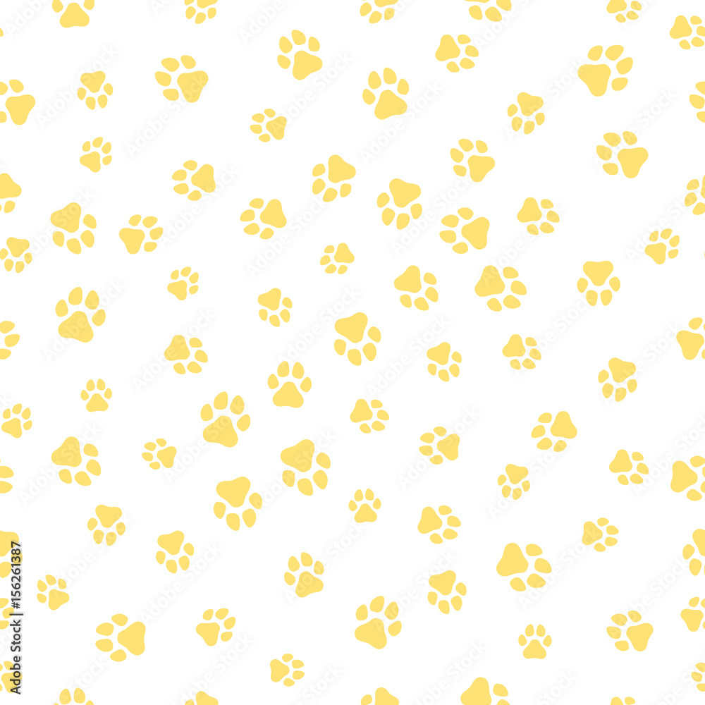 A pattern of canine tracks of different sizes. The dog tracks are ...