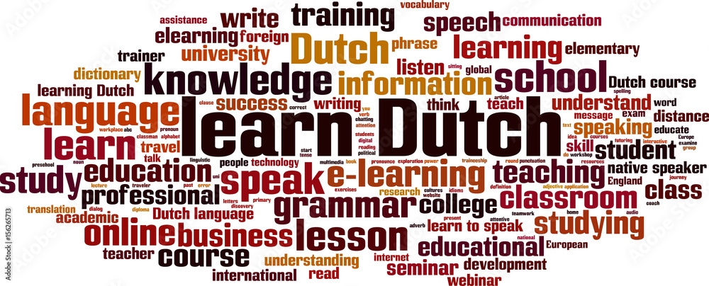 Learn Dutch word cloud Stock Vector | Adobe Stock