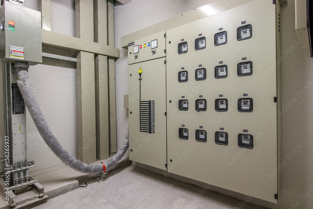 Electric meter voltage control room of a building Stock Photo | Adobe Stock
